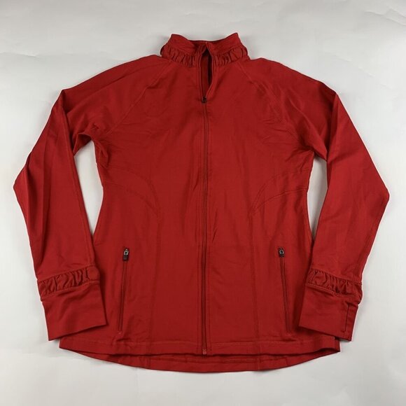 SPANX | Jackets & Coats | Spanx Classic Red Athletic Zip Front Jacket M | Poshmark